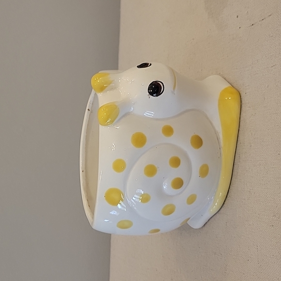 Accents | Vintage Ceramic Snail Planter Japan White Yellow Spotted ...